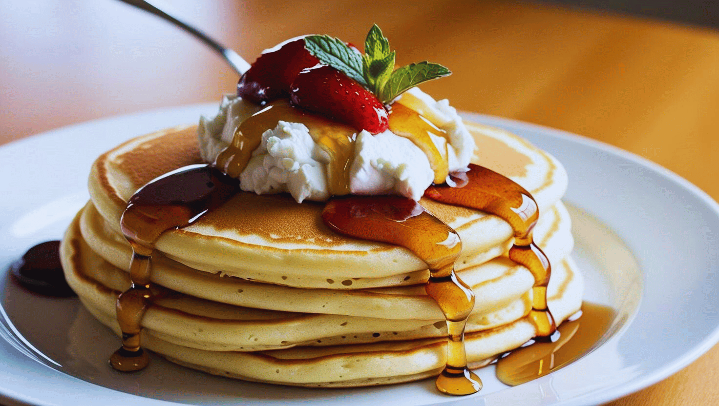 PANCAKES GOURMET CON FORMAGGIO DI CAPRA MONTATO E COMPOSTA DI FRAGOLE ...